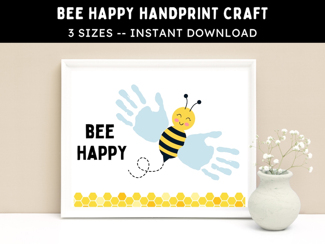Spring Bee Handprint Craft Printable DIY Spring Craft Activity ...