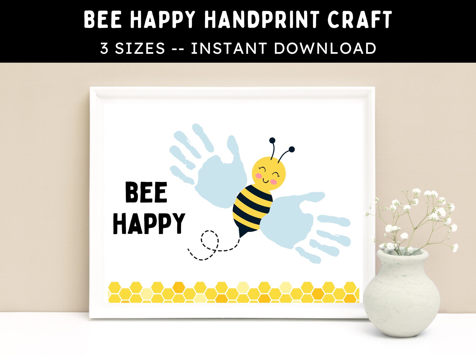 Spring Bee Handprint Craft Printable DIY Spring Craft Activity ...