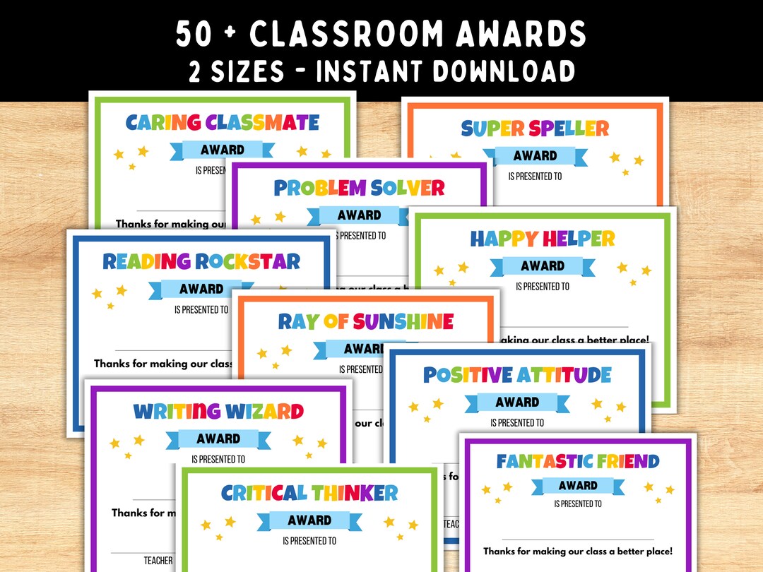 Printable Student Awards -- End of Year Certificates to Celebrate Class ...