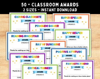 70 End of Year Award Certificates, Editable Student Certificates, End ...