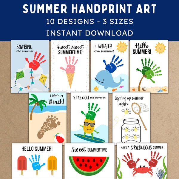 Summer Handprint Craft Printable - Etsy