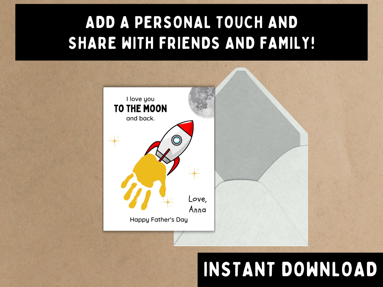 Father's Day Rocketship Handprint Craft -- Printable DIY Space-themed ...