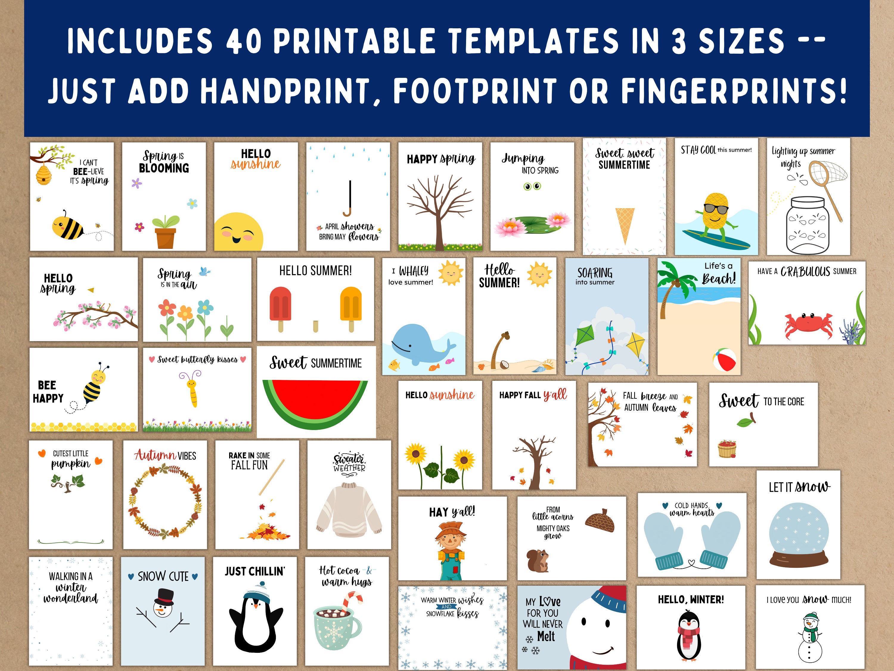 40 Seasonal Handprint & Footprint Craft Bundle Printable DIY Craft ...