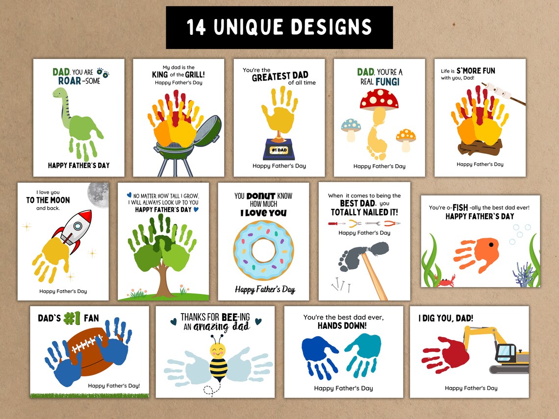 Father's Day Handprint, Footprint and Fingerprint Craft Bundle ...