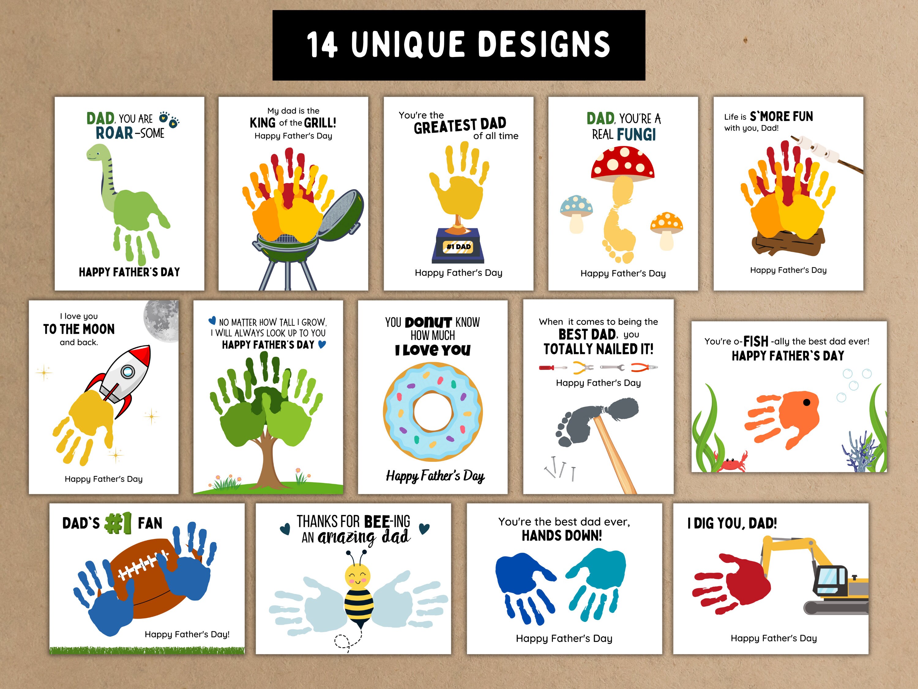 Father's Day Handprint, Footprint and Fingerprint Craft Bundle ...