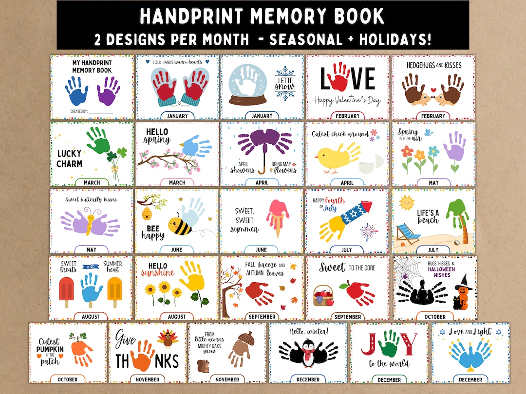 Handprint Memory Book Printable Handprint Craft Monthly Handprint Art ...