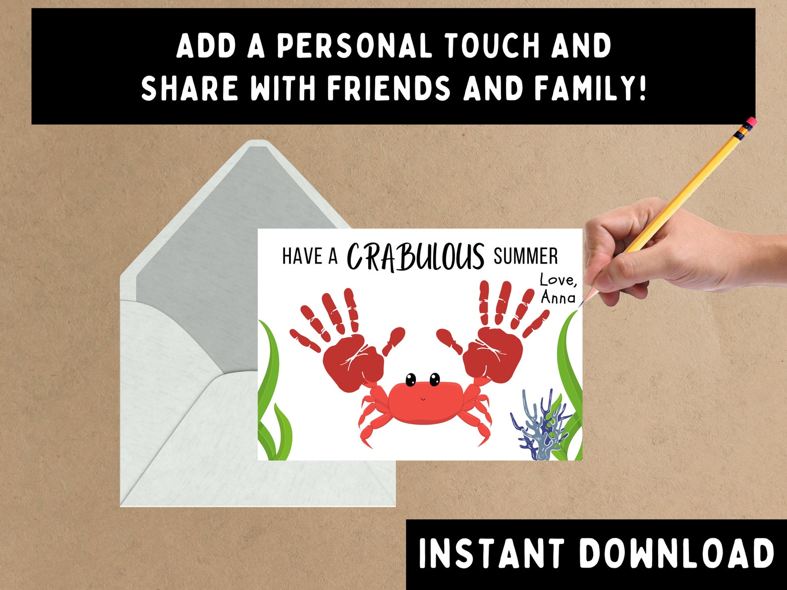 Summer Crab Handprint Craft Printable DIY Summer Craft Activity ...