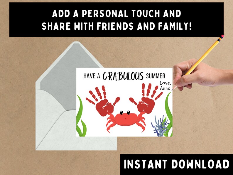 Summer Crab Handprint Craft Printable DIY Summer Craft Activity ...