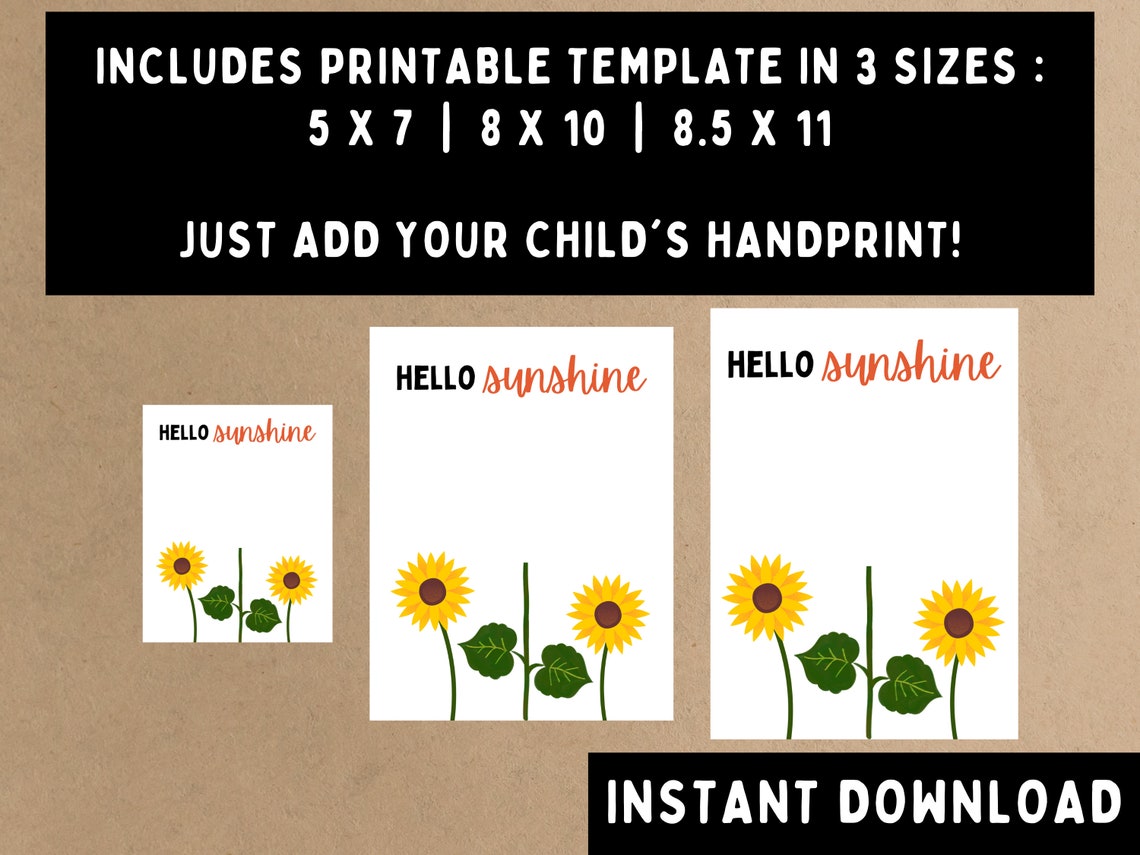 Sunflower Handprint Craft Printable DIY Autumn Handprint Activity Fall ...