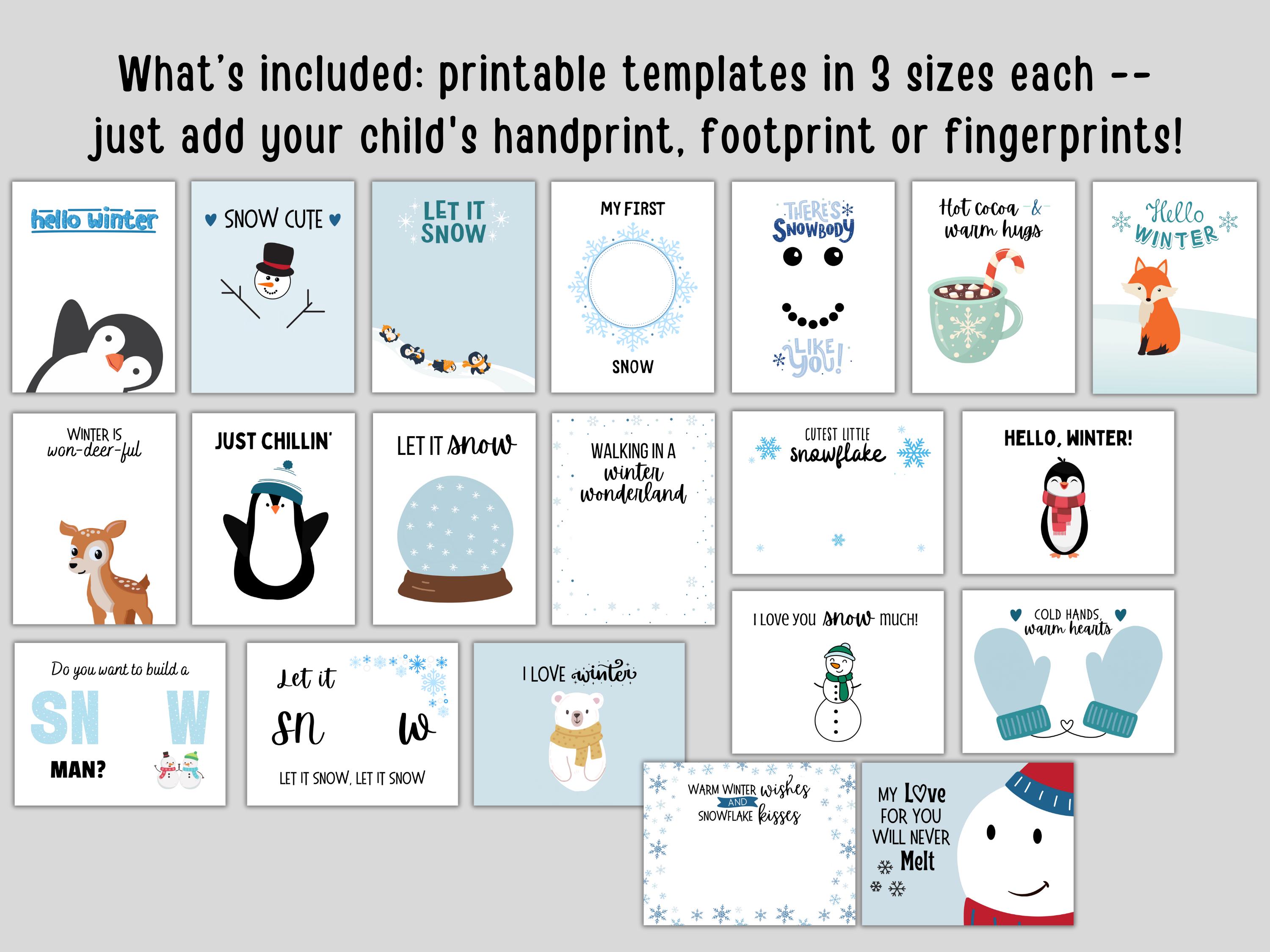 Winter Handprint and Footprint Craft Bundle -- Printable DIY Winter ...