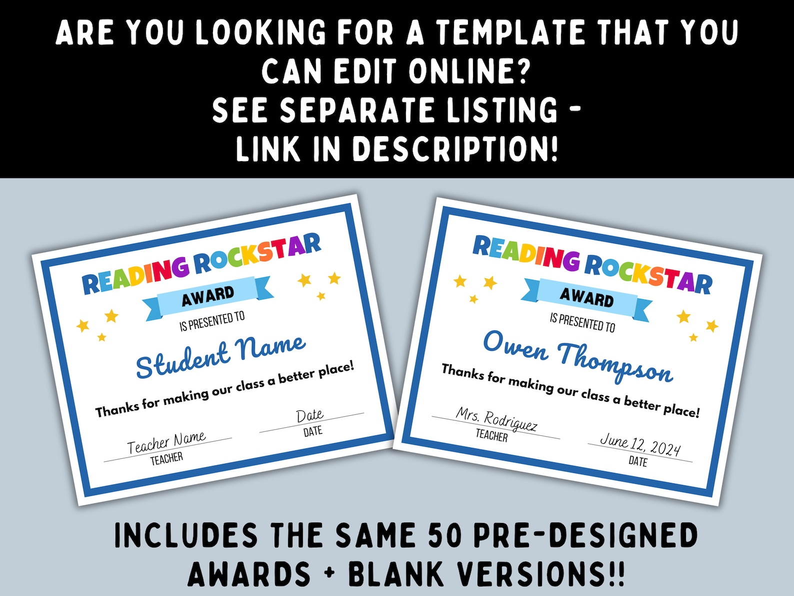 Printable Student Awards -- End of Year Certificates to Celebrate Class ...