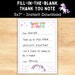 Unicorn Thank You Cards for Kids - Fill-in-the-blank Printable Thank ...