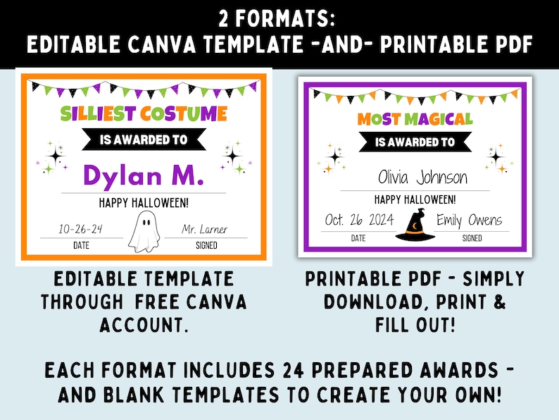 Halloween Costume Awards -- Printable Party Prizes, Contest ...