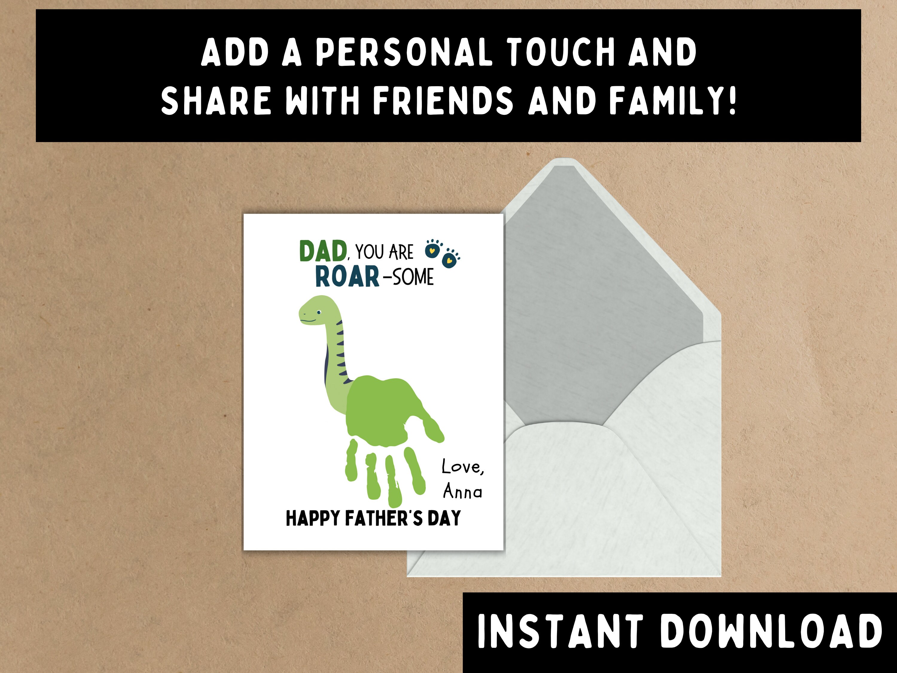 Father's Day Dinosaur Handprint Craft Printable DIY Handprint Activity ...