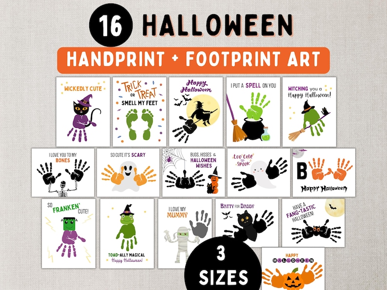 Halloween Handprint and Footprint Craft Bundle -- Printable DIY Art ...