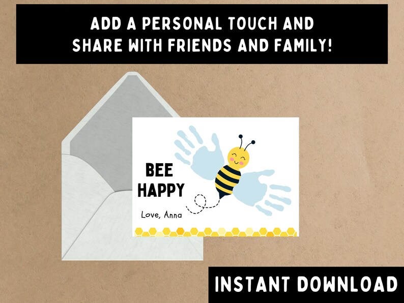 Spring Bee Handprint Craft Printable DIY Spring Craft Activity ...