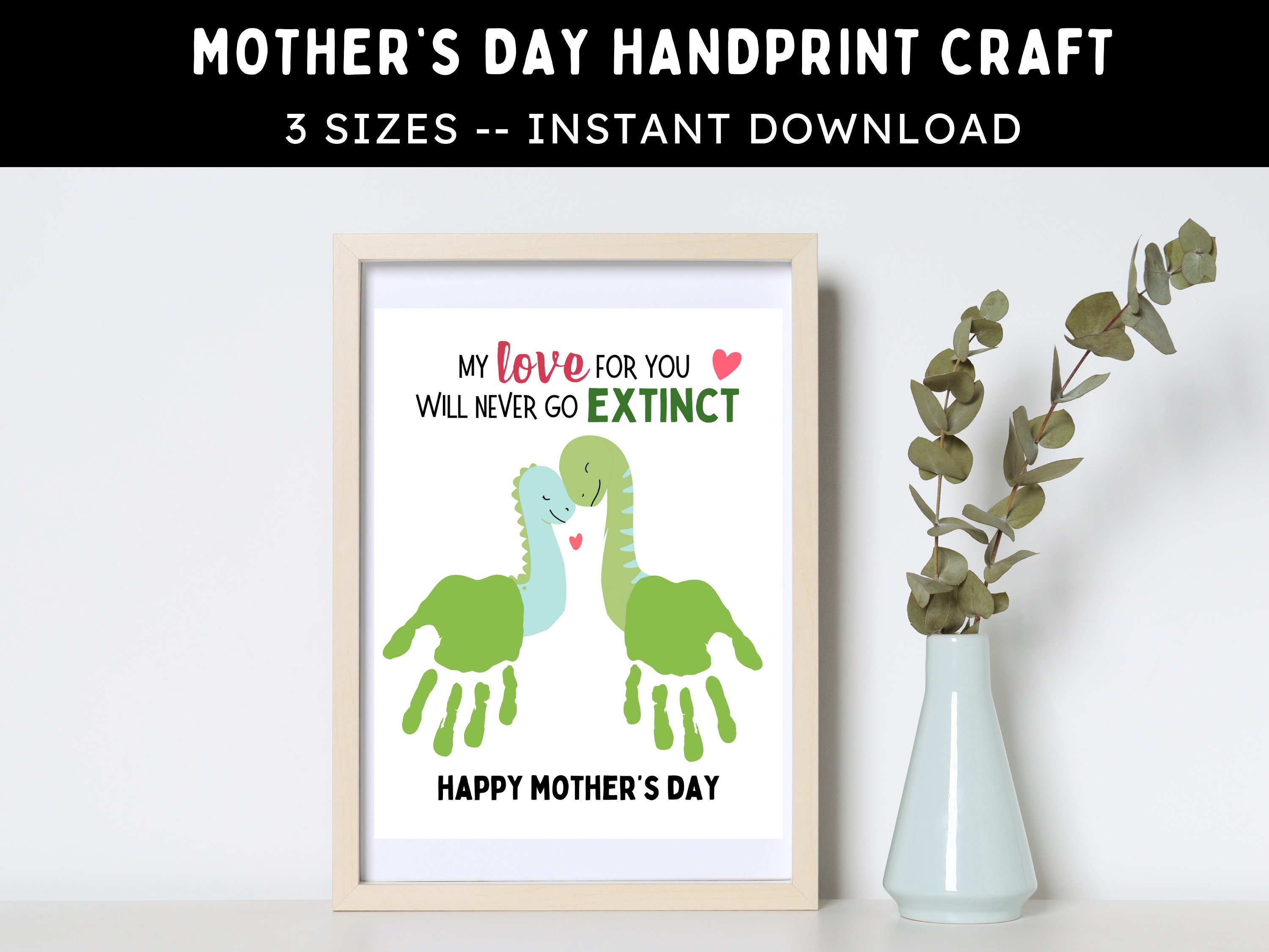 Mother's Day Dinosaur Handprint Craft -- Printable DIY Art Activity for ...