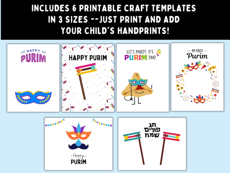 6 Purim Handprint Craft Templates -- Printable Jewish Holiday Art ...