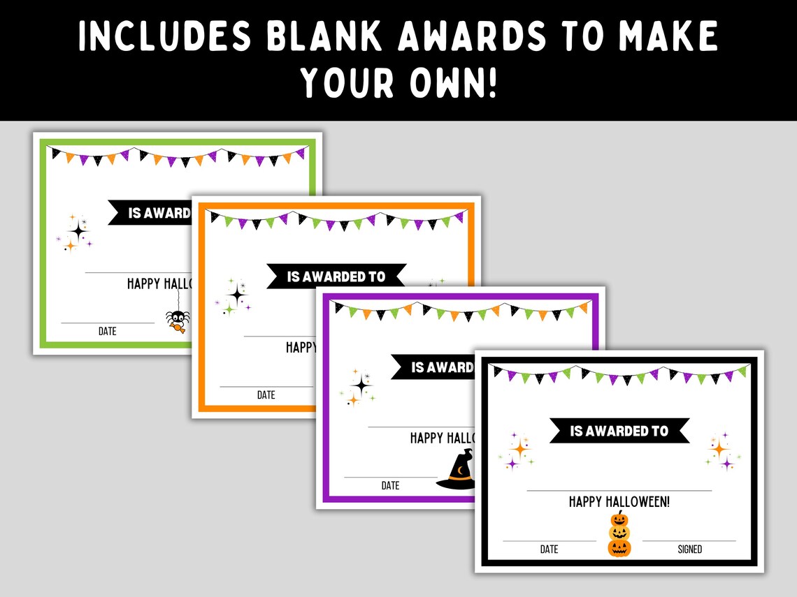 Halloween Costume Awards -- Printable Party Prizes, Contest ...