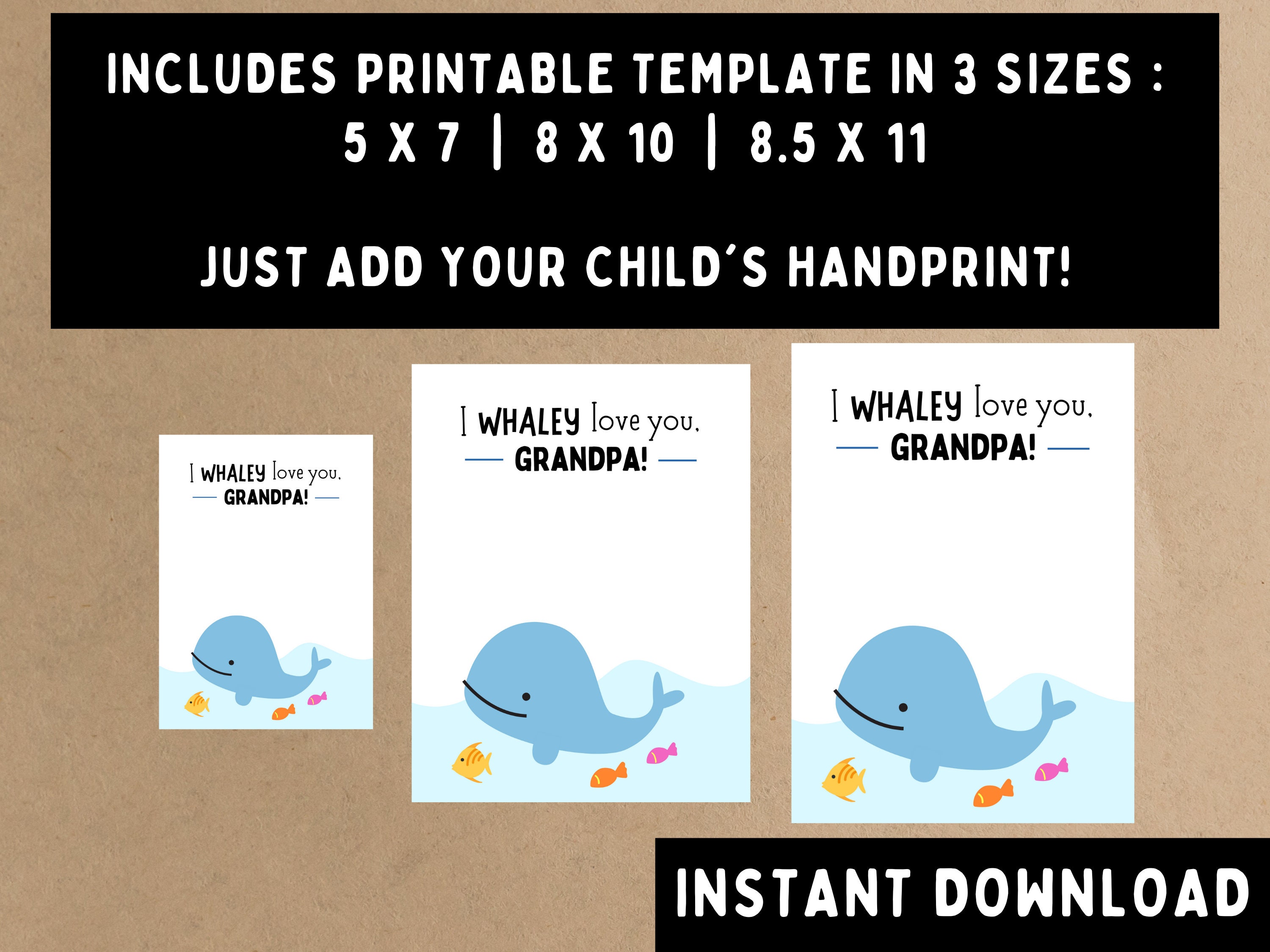 Grandpa Handprint Craft Whale Handprint Printable DIY Handprint ...