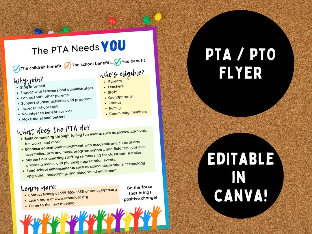 PTA / PTO Flyer Editable Canva Template Pto/pta Membership - Etsy.de