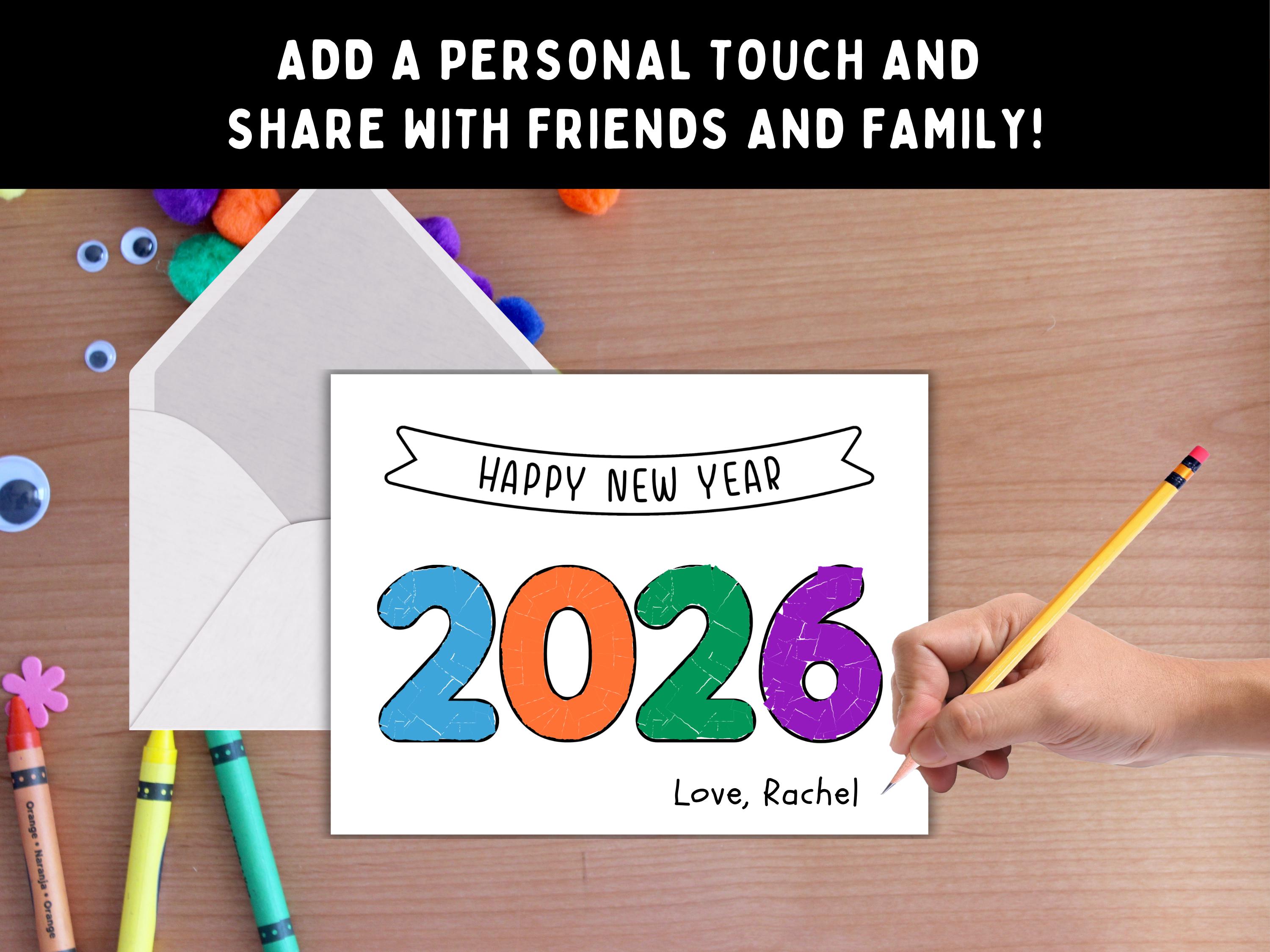New Year Cut and Paste Paper Crafts -- Printable 2026 Torn Paper Art ...