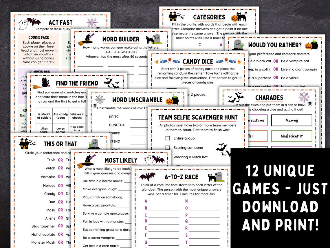 Halloween-themed Party Games Printable Halloween Games Halloween Party ...
