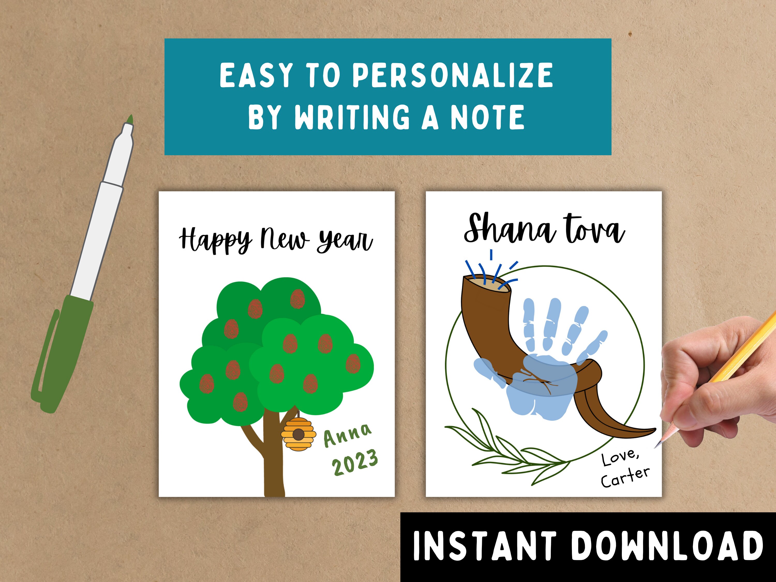 Rosh Hashanah Handprint Craft Bundle, Printable Jewish New Year ...