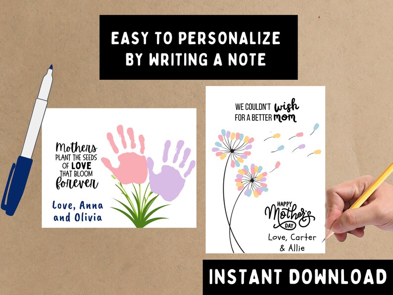 Multiple Children Mother's Day Handprint and Fingerprint Craft Bundle ...