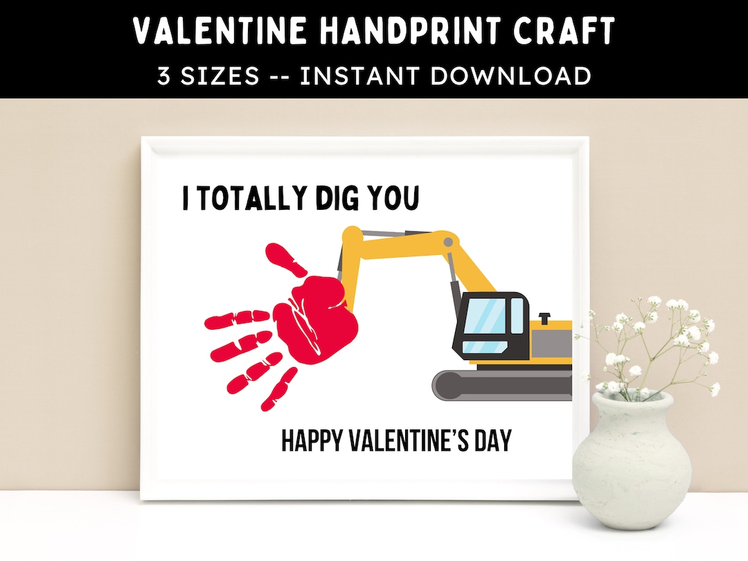 Valentine's Day Construction Truck Handprint Craft -- Printable DIY ...