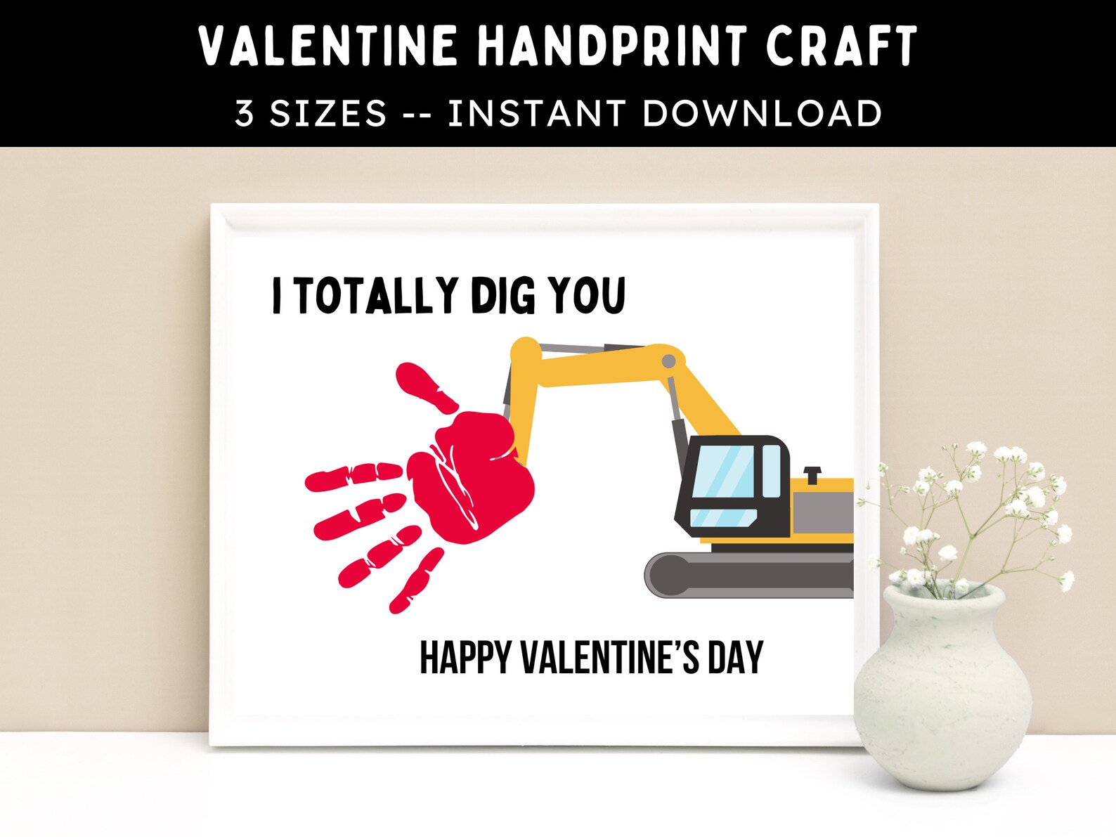 Valentine's Day Construction Truck Handprint Craft -- Printable DIY ...