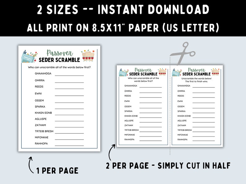 12 Passover Games and Activities -- Printable Entertainment for Pesach ...