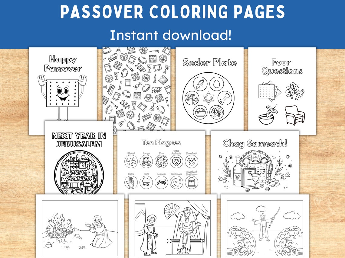 10 Passover Coloring Pages -- Printable Seder Activities for Kids ...