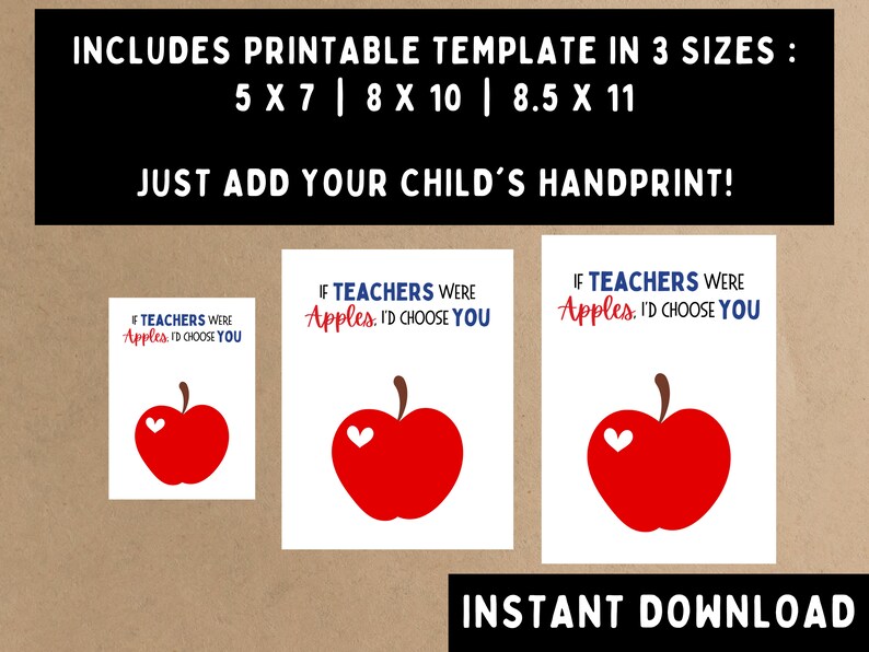 Teacher Appreciation Apple Handprint Craft Printable DIY Craft ...