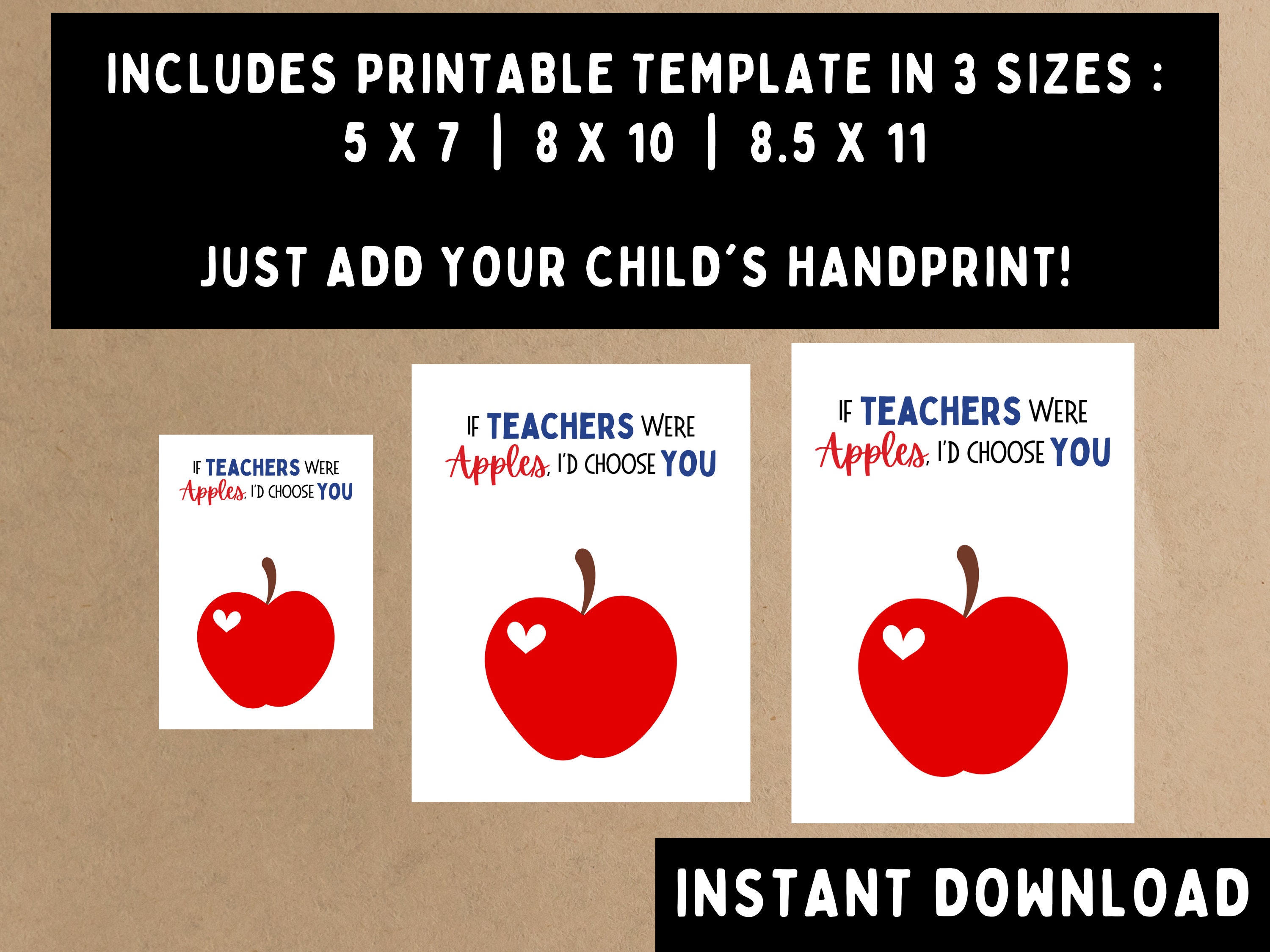 Teacher Appreciation Apple Handprint Craft Printable DIY Craft ...