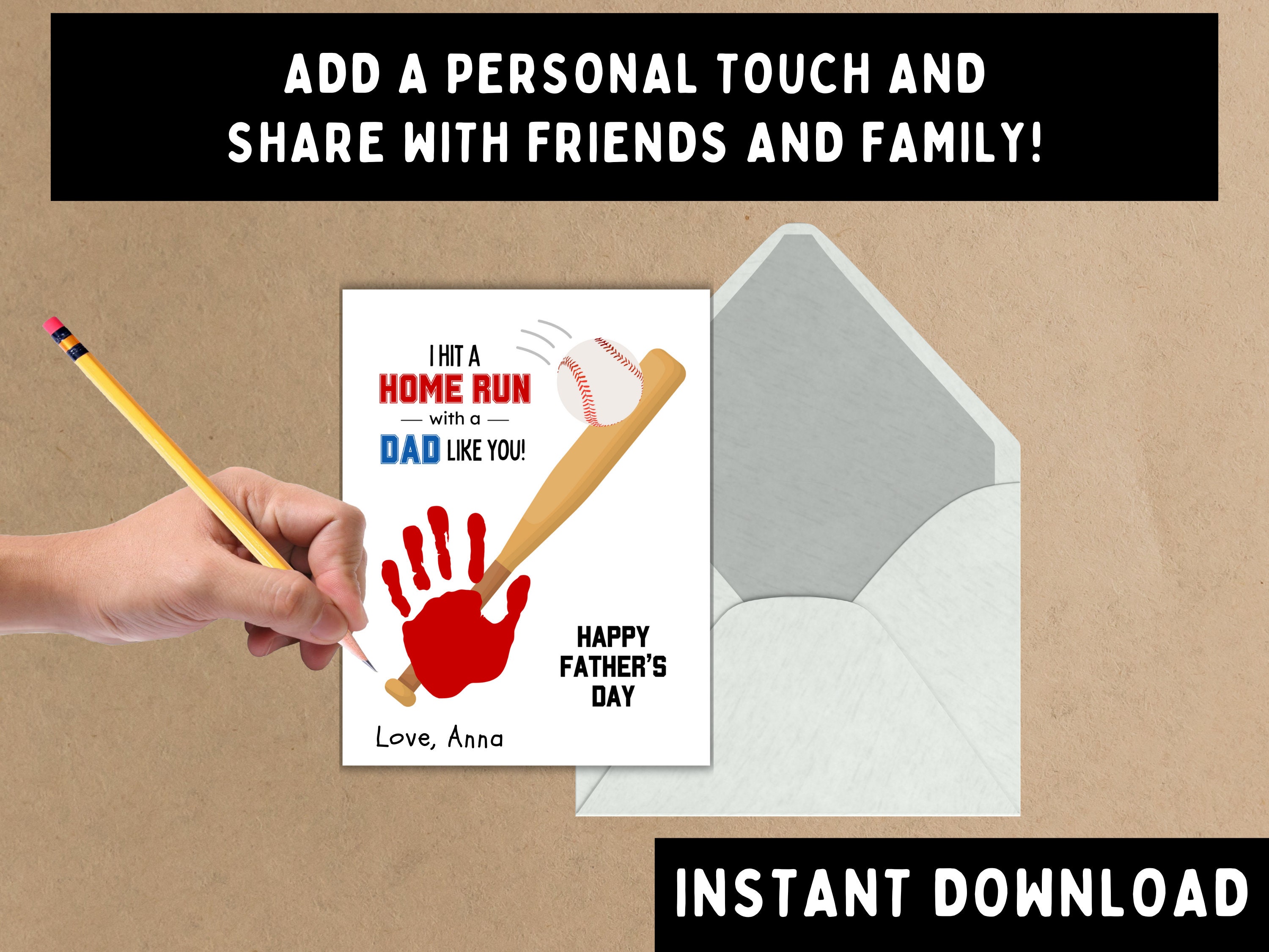 Father's Day Baseball Handprint Craft Printable DIY Handprint Activity ...