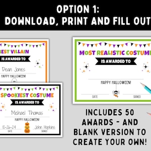 Halloween Costume Awards -- Printable Party Prizes, Contest ...