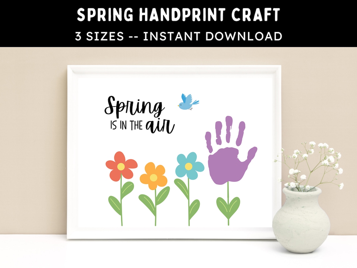 Spring Flowers Handprint Craft -- Printable DIY Spring Activity for ...
