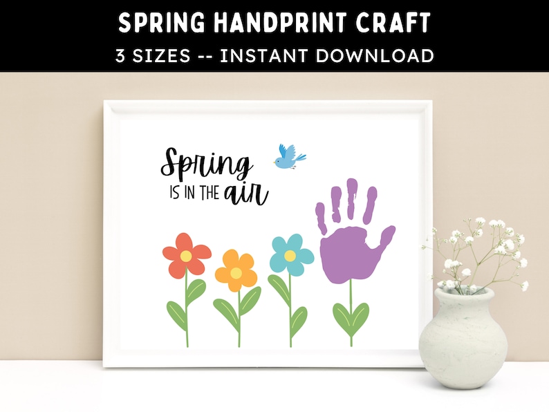Spring Flowers Handprint Craft Printable DIY Spring Craft Activity ...