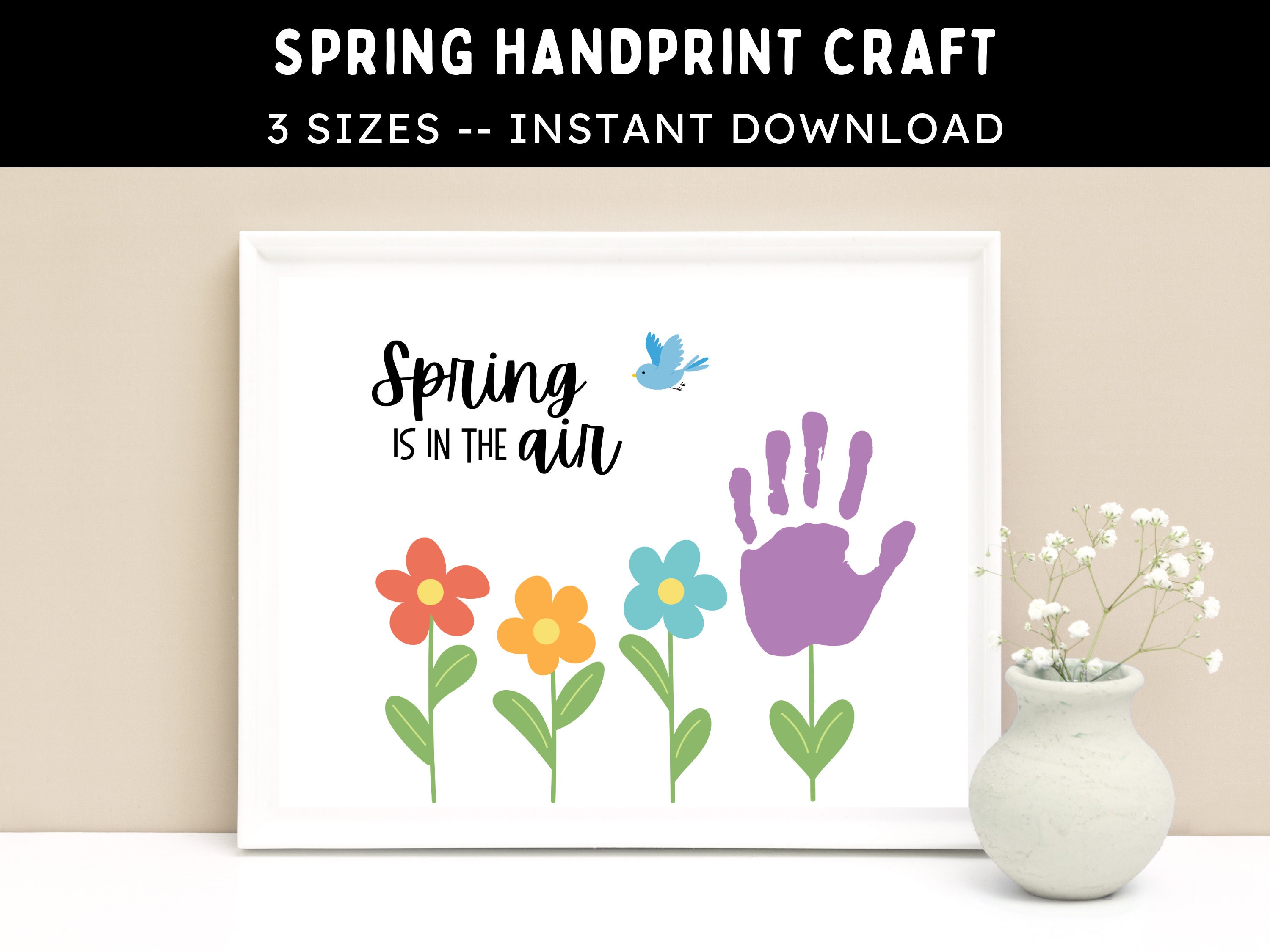Spring Flowers Handprint Craft Printable DIY Spring Craft Activity ...