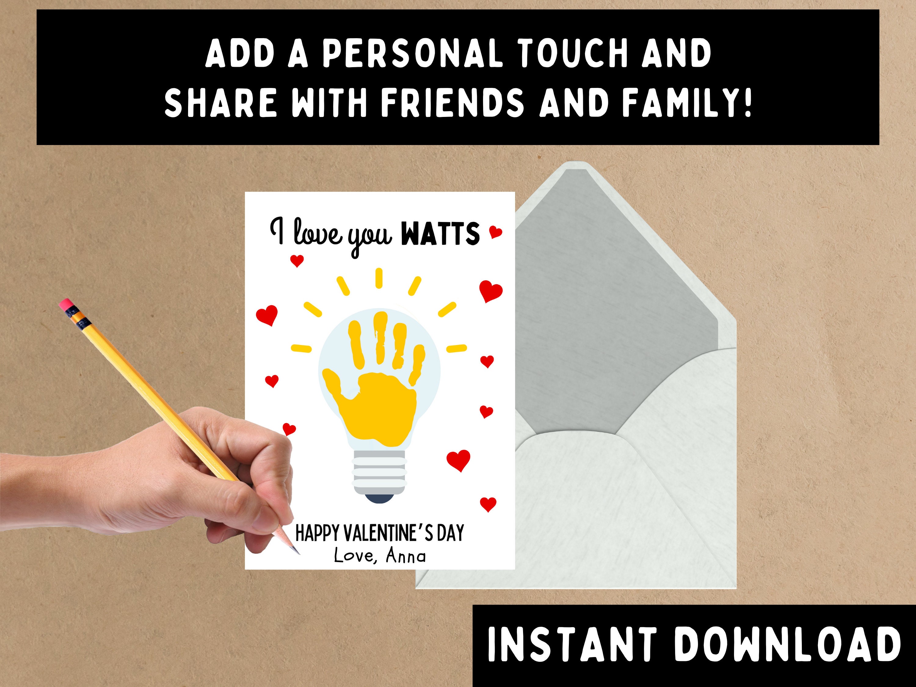 Valentine's Day Lightbulb Handprint Craft Printable DIY Valentine's Day ...