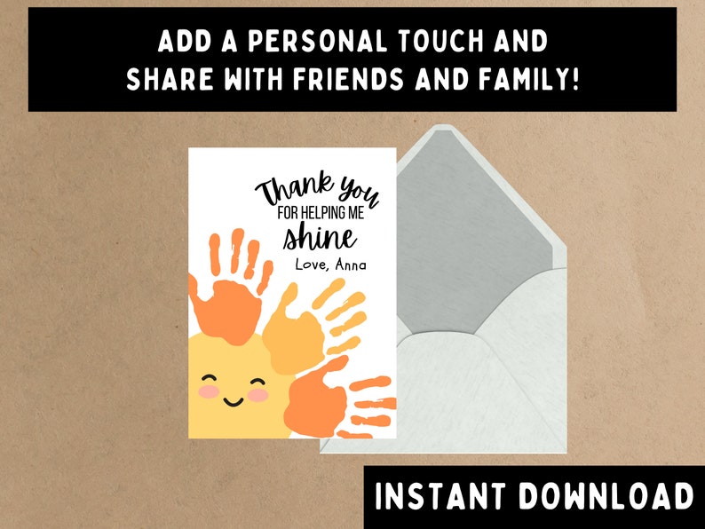 Teacher Appreciation Sun Handprint Craft Printable DIY Craft Activities ...