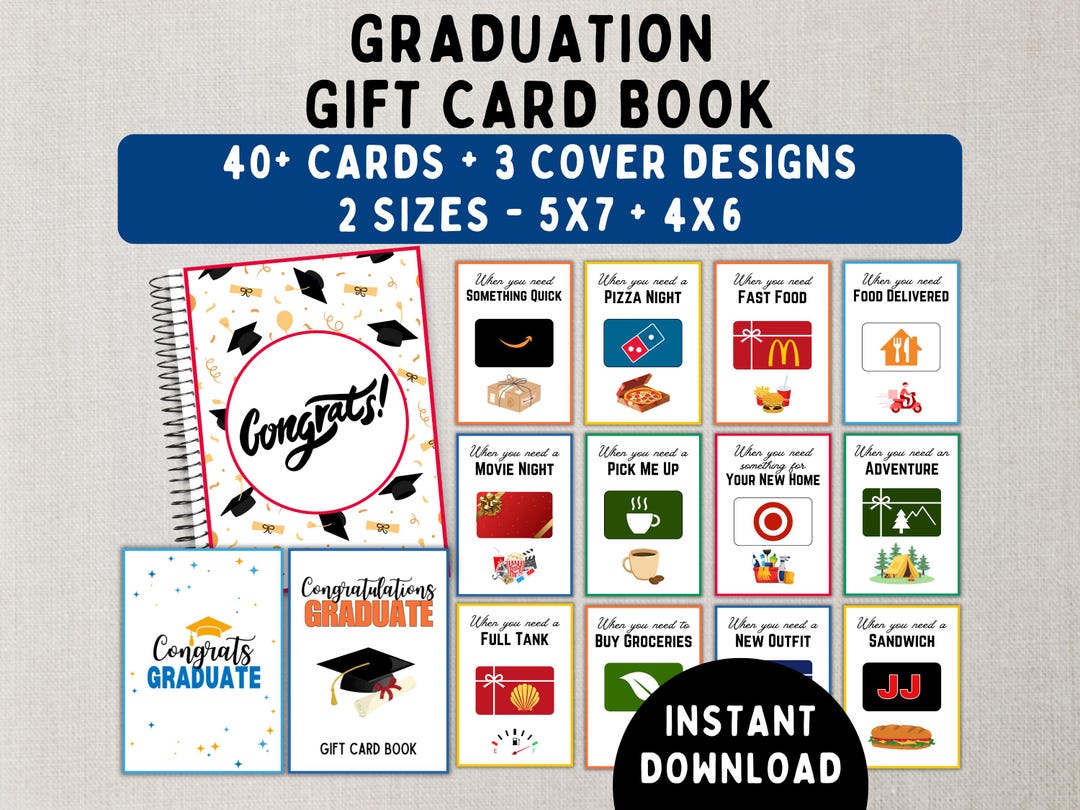 Graduation Gift Card Book - Printable Gift Card Holder for High School ...