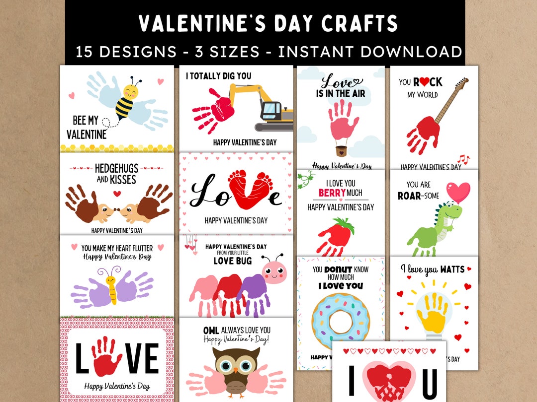 15 Valentine's Day Handprint and Footprint Craft Bundle Printable DIY ...