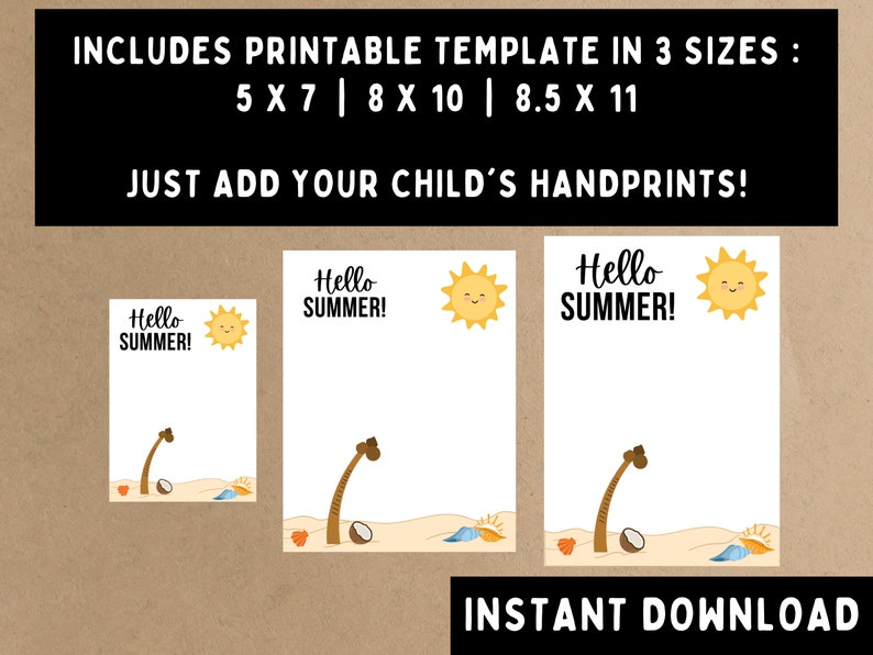 Summer Palm Tree Handprint Craft Printable DIY Summer Craft Activity ...