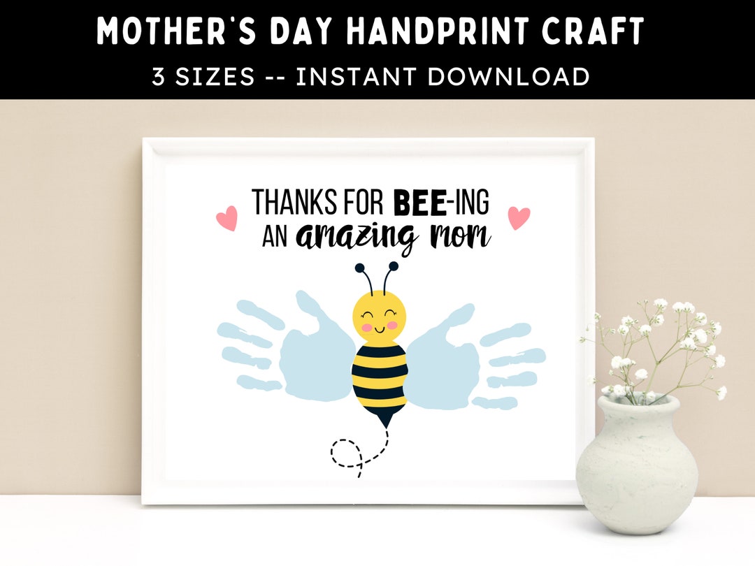 Mother's Day Bee Handprint Craft -- Printable DIY Art Activity for Mom ...