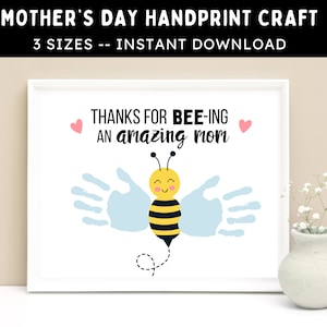 Mother's Day Bee Handprint Craft -- Printable DIY Art Activity for Mom ...