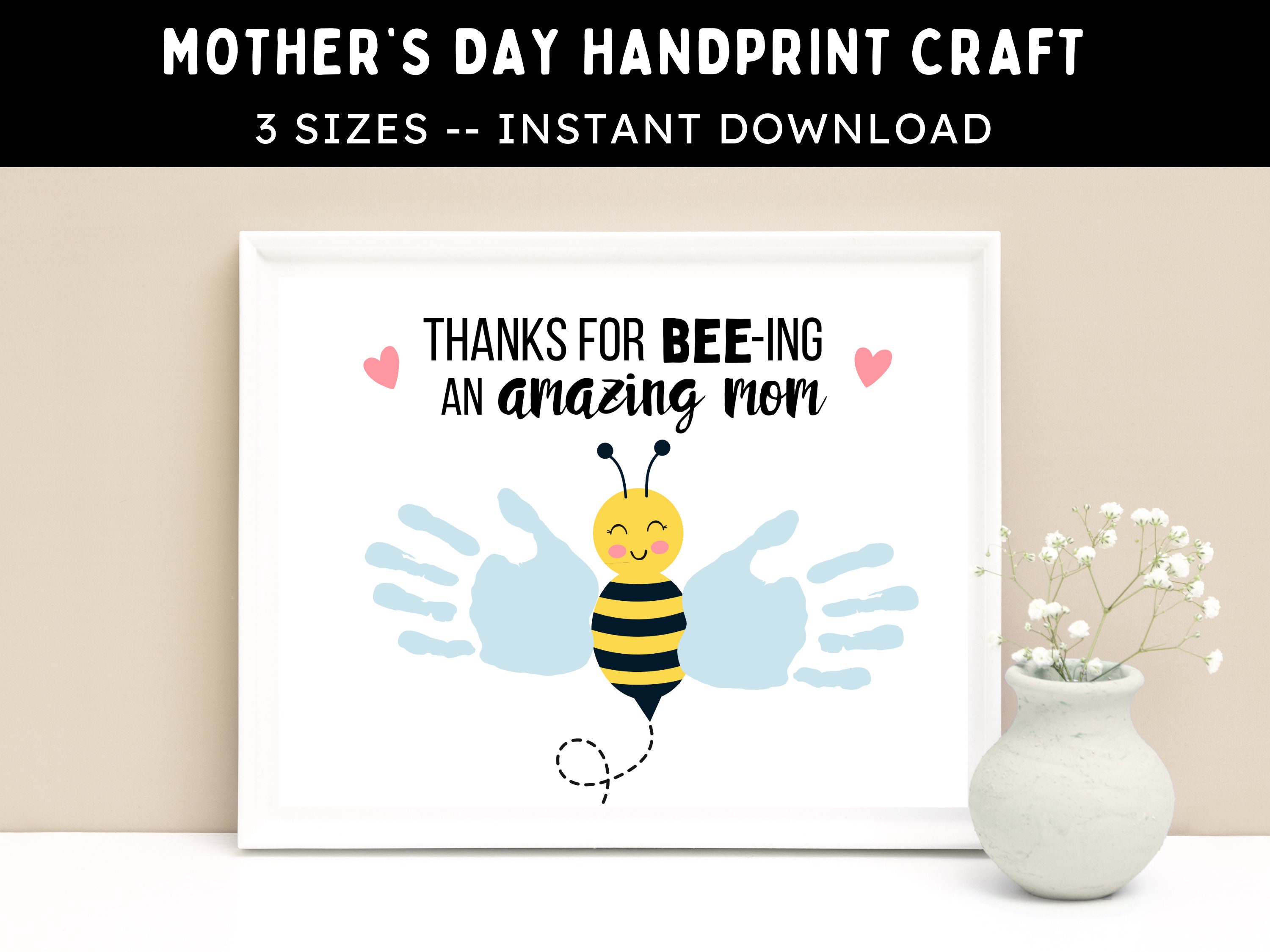 Mother's Day Bee Handprint Craft -- Printable DIY Art Activity for Mom ...
