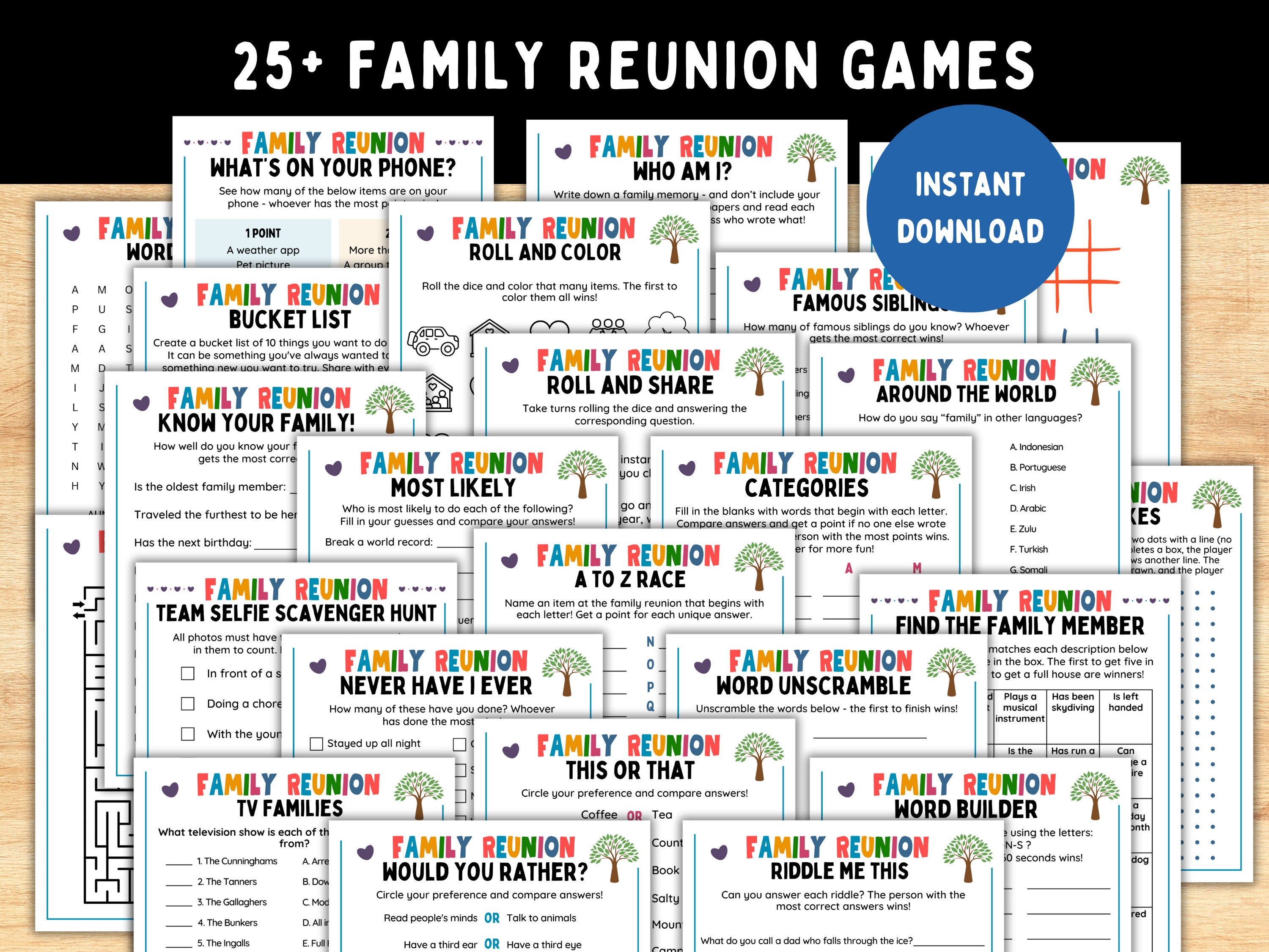 25 Family Reunion Games Bundle Printable Family Party Games Family ...