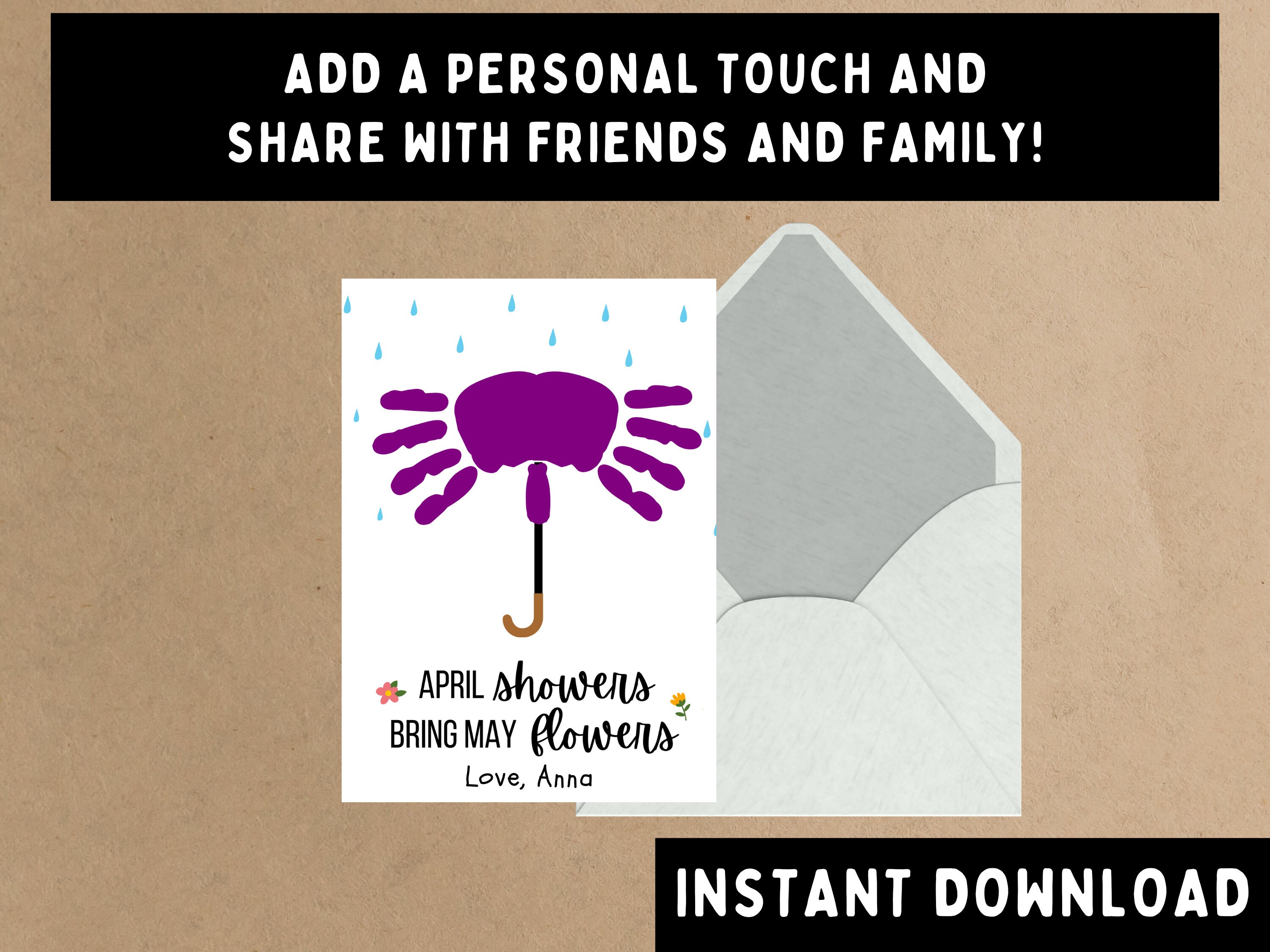 Spring April Showers Handprint Craft Printable DIY Spring Craft ...